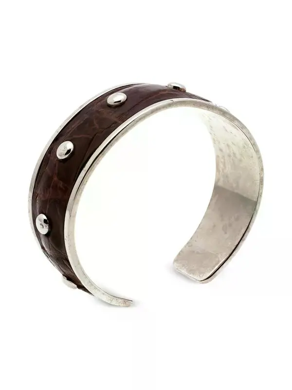TOD'S Leather Studded Bracelet - Silver