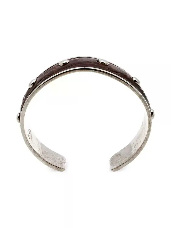 TOD'S Leather Studded Bracelet - Silver