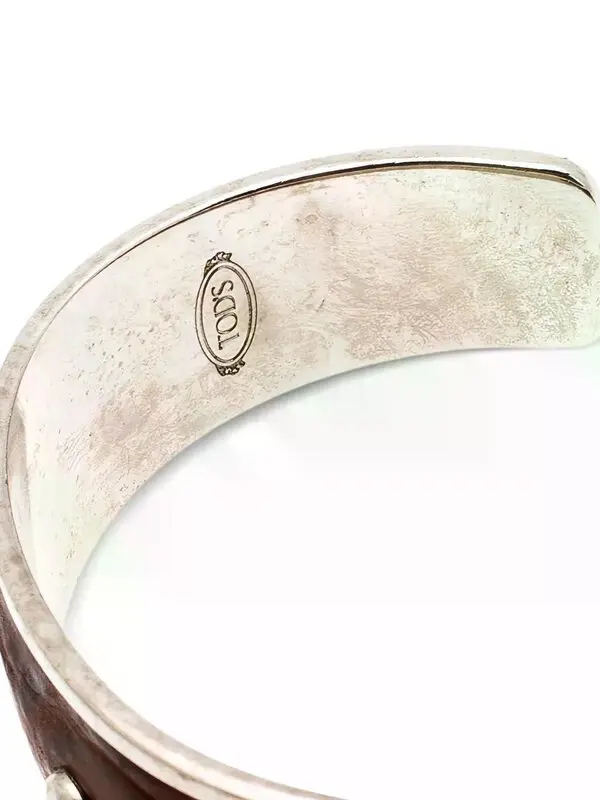 TOD'S Leather Studded Bracelet - Silver