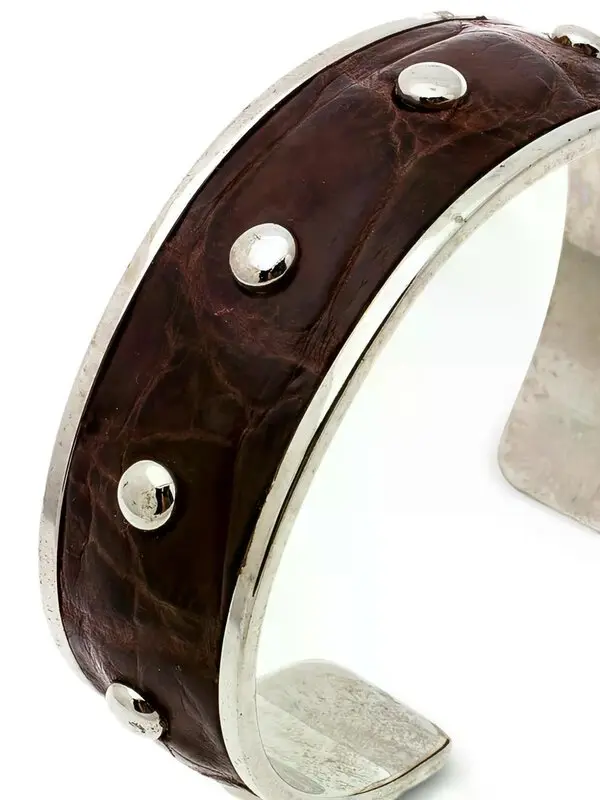TOD'S Leather Studded Bracelet - Silver