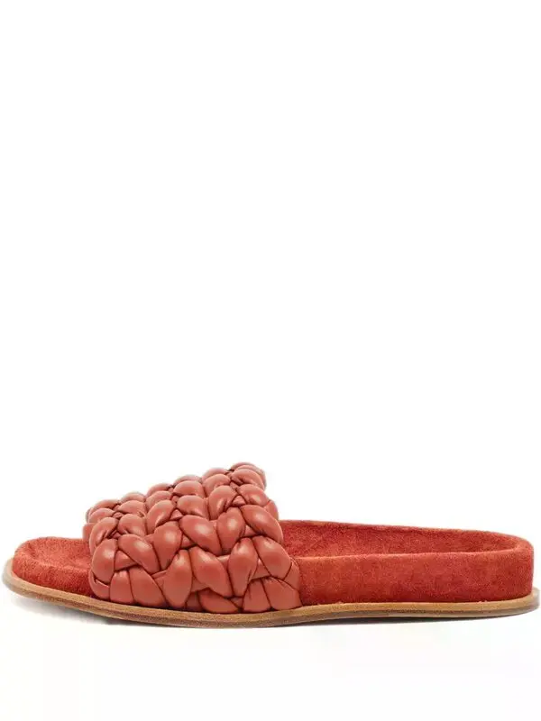 Chloé Braided Leather Slides - Brown