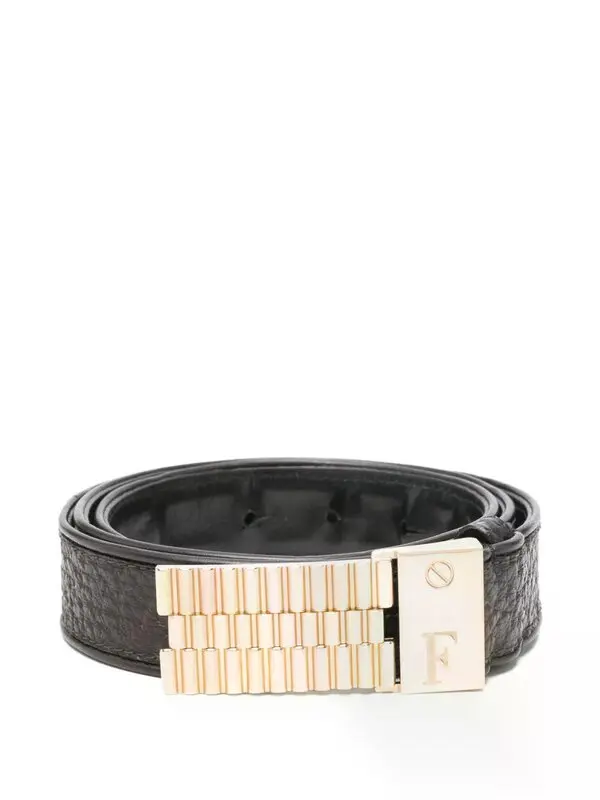 Gianfranco Ferre 1990s Engraved-buckle Belt - Brown