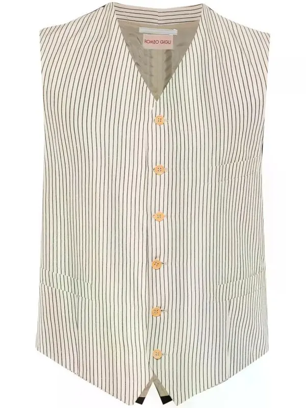 ROMEO GIGLI 1990s Pinstriped Vest - Neutrals