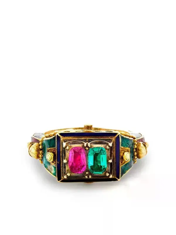 PRAGNELL 18kt Yellow Gold Ruby And Emerald Ring - Green