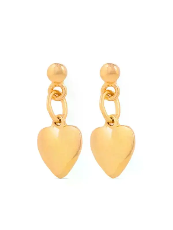 SUSAN CAPLAN 1980s Heart Drop Earrings - Gold
