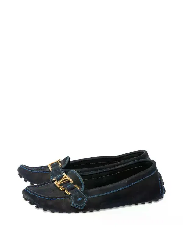 LOUIS VUITTON Logo Suede Loafers