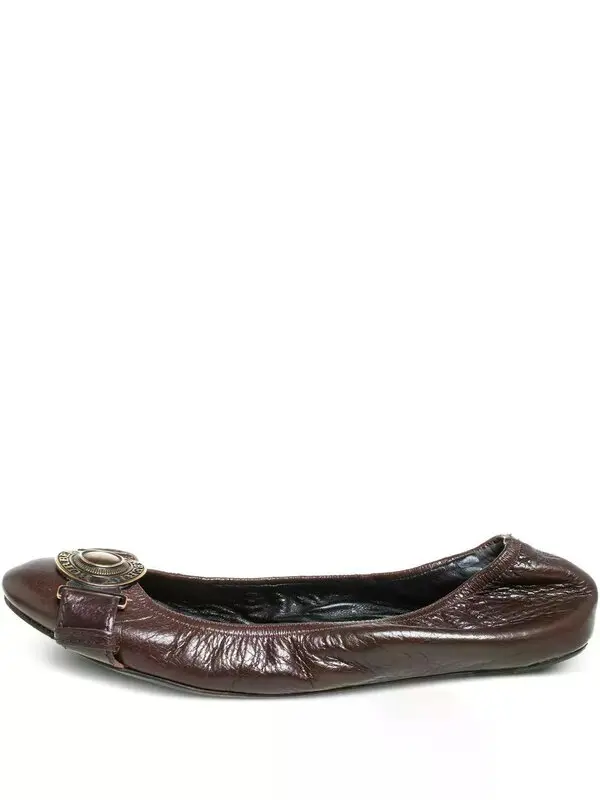 Burberry Buckle-detail Leather Ballet Flats - Brown