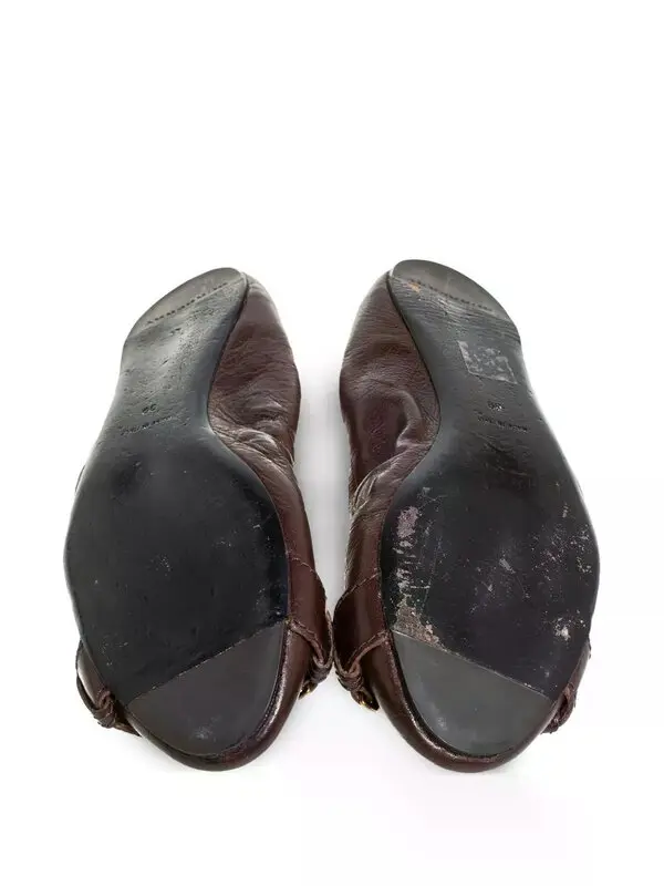 Burberry Buckle-detail Leather Ballet Flats - Brown