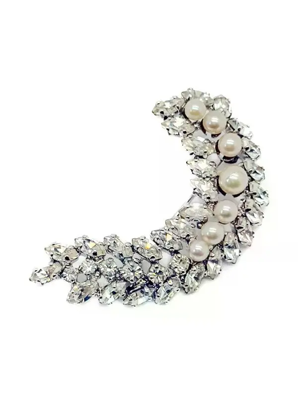 Dior 1970s Crystal And Pearl Brooch - Silver