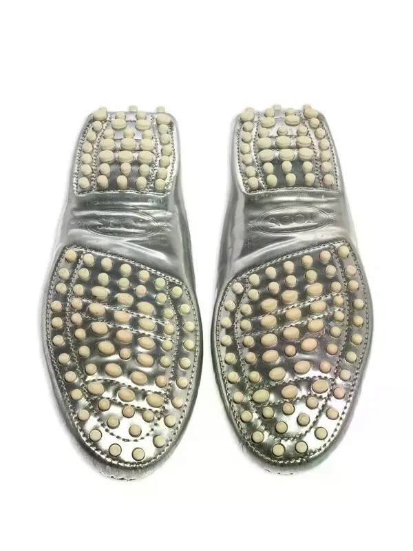 TOD'S Leather Ballet Flats - Silver