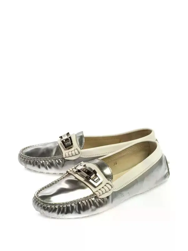 TOD'S Leather Ballet Flats - Silver
