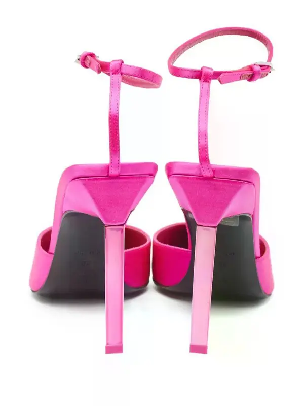 Attico 120mm Pointed Toe Satin Ankle Strap Pumps - Pink