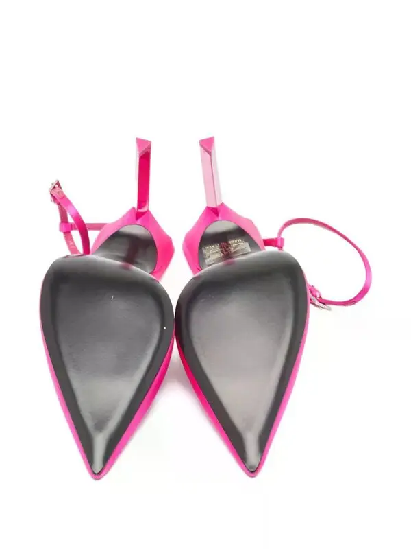 Attico 120mm Pointed Toe Satin Ankle Strap Pumps - Pink