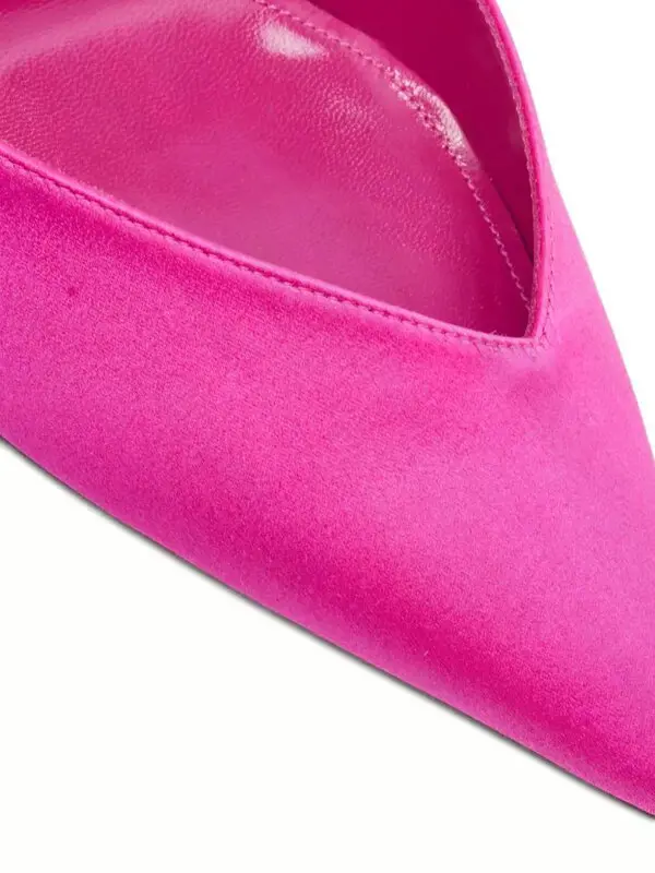 Attico 120mm Pointed Toe Satin Ankle Strap Pumps - Pink