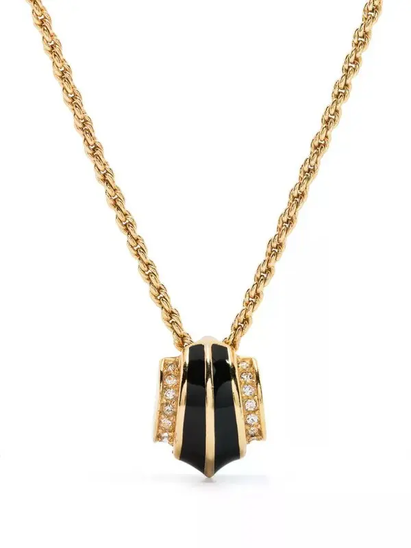 Dior 1990s Rhinestone-embellished Pendant Necklace - Gold