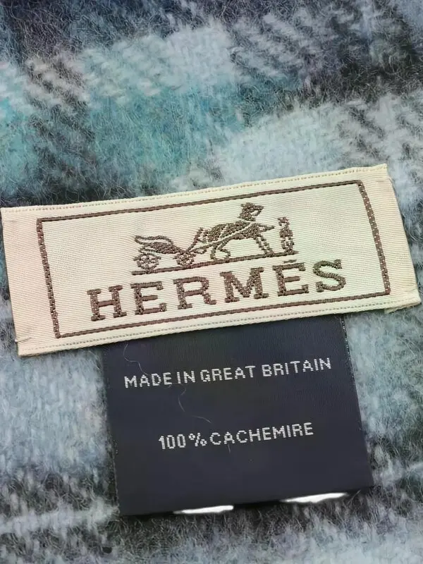 Hermès 2010s Check Fringed Scarf