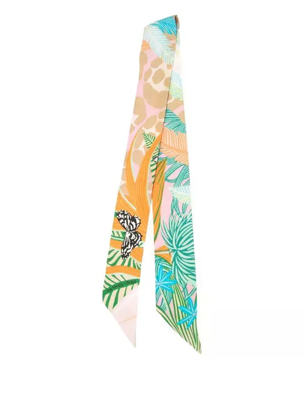 Hermès 2019-2025 Jaguar Quetzal Silk Twilly Scarf Scarves - Pink