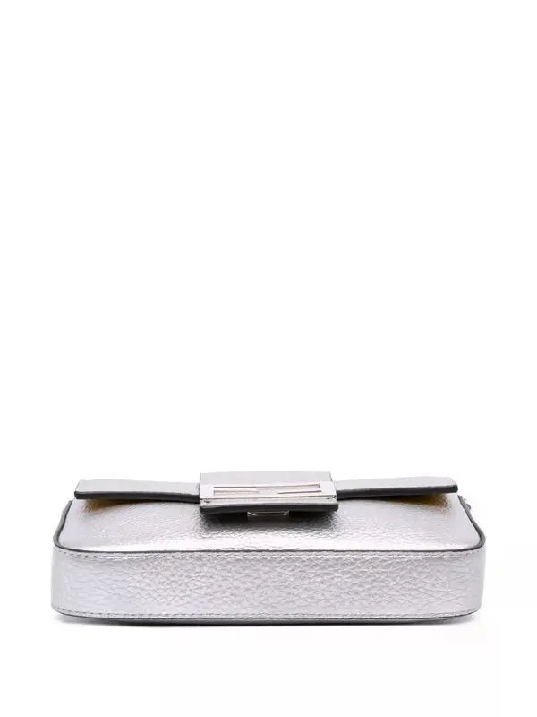 Fendi Leather Baguette Crossbody Bag - Silver