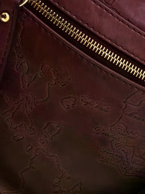 ALVIERO MARTINI 1° CLASSE Map-print Leather Shoulder Bag