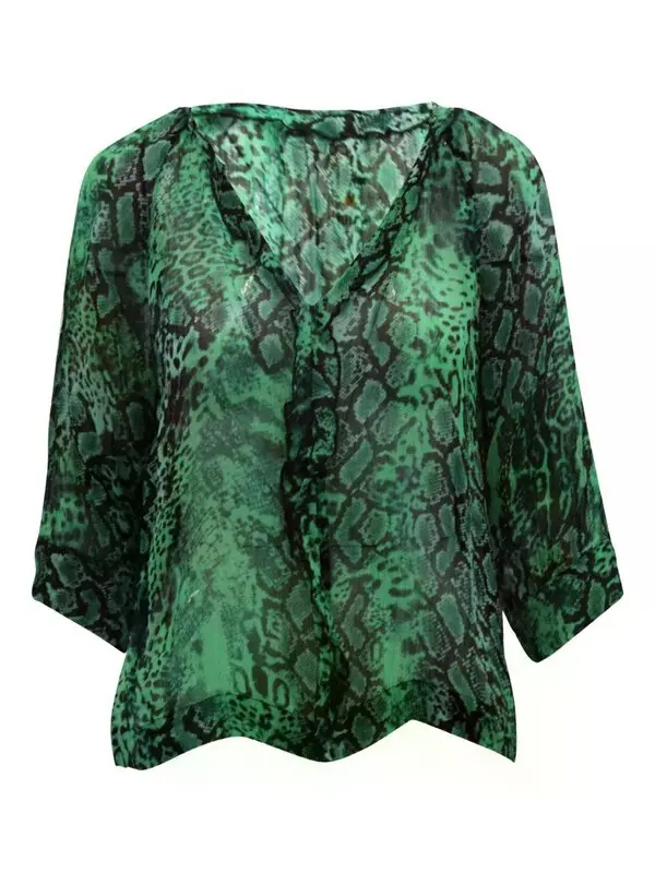 Ba&sh Snake-print V-neck Blouse