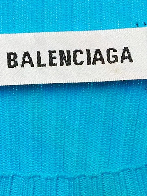 Balenciaga Logo-print Ribbed T-shirt - Blue