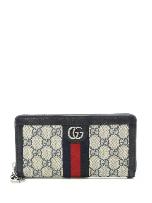 Gucci 2020s Ophidia Gg Supreme Canvas Zip Wallet - Black