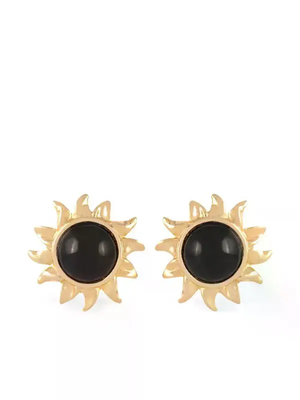SUSAN CAPLAN 1980s Vintage Sun Clip-on Earrings - Gold