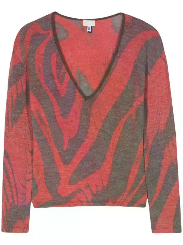 Versace Abstract Pattern Knitted Jumper - Red
