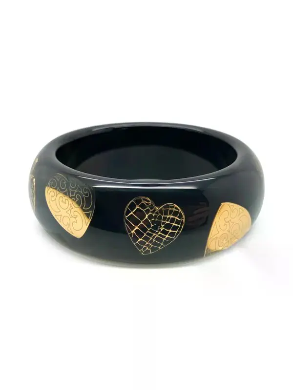 Dior 1990s Heart-print Bangle - Black