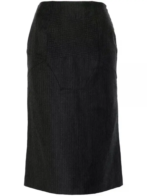 John Galliano 1990s Pinstripe Wool Midi Skirt