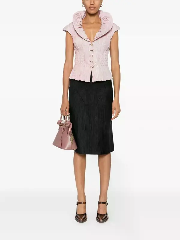 John Galliano 1990s Pinstripe Wool Midi Skirt