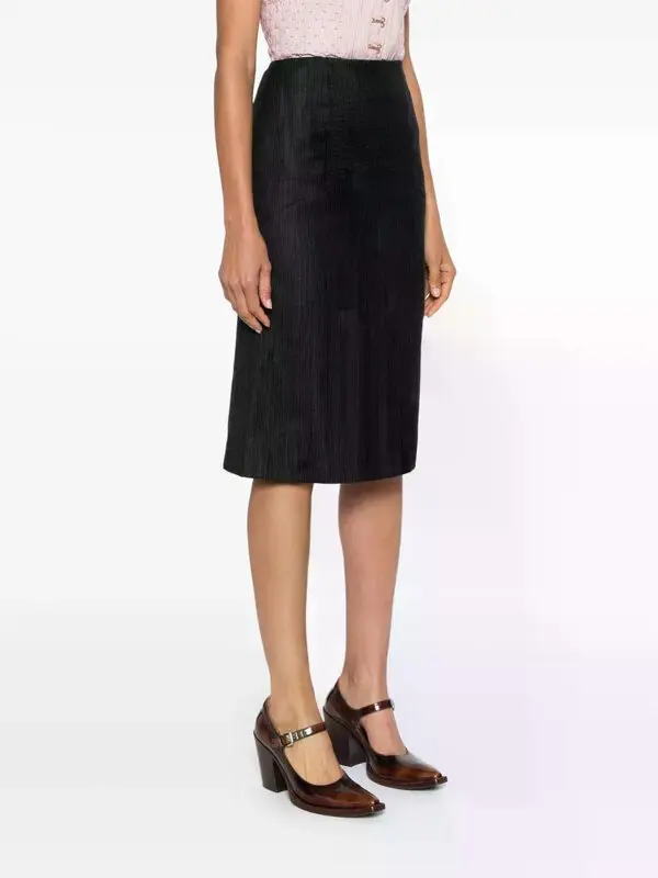 John Galliano 1990s Pinstripe Wool Midi Skirt