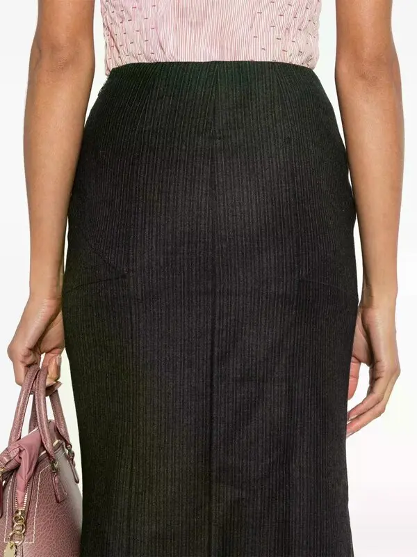 John Galliano 1990s Pinstripe Wool Midi Skirt