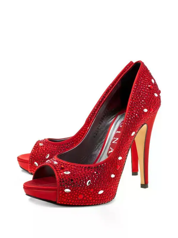 GINA 115mm Crystal-embellished Peep-toe Pumps