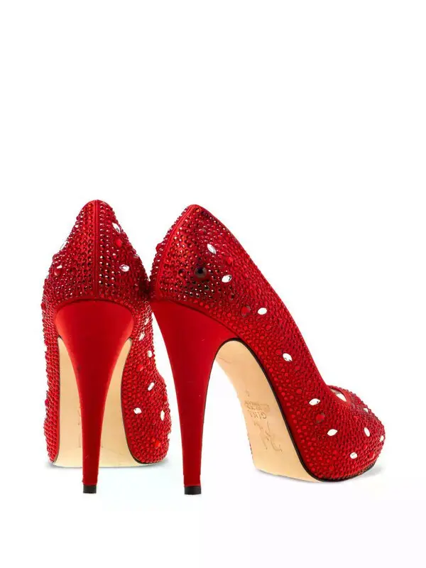 GINA 115mm Crystal-embellished Peep-toe Pumps