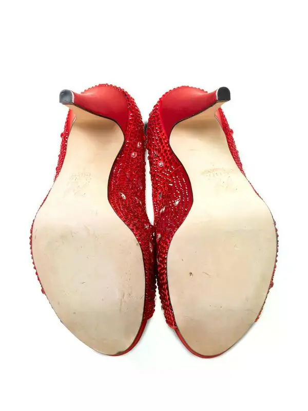 GINA 115mm Crystal-embellished Peep-toe Pumps
