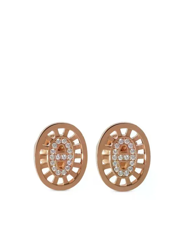 Hermès 18kt Rose Chaîne D'ancre Diamond Earrings - Gold