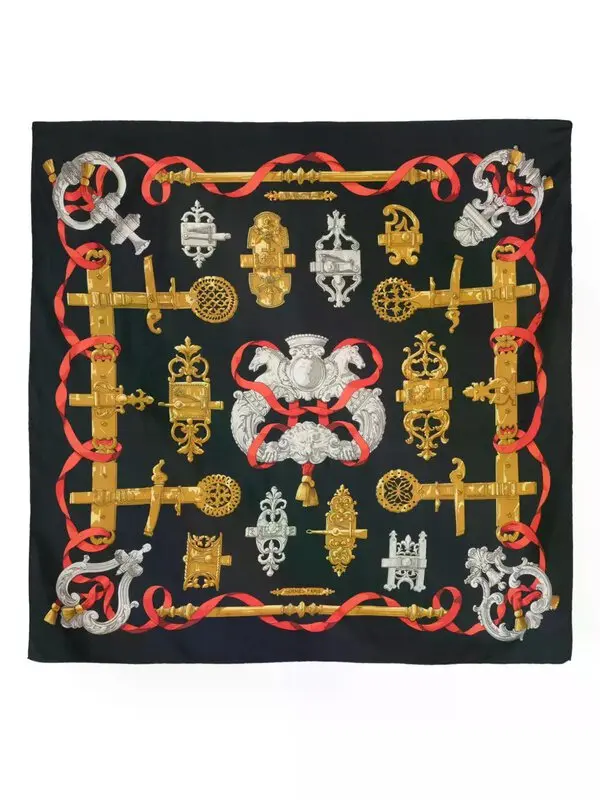 Hermès 1990s X Caty Latham Ferronnerie Scarf - Black