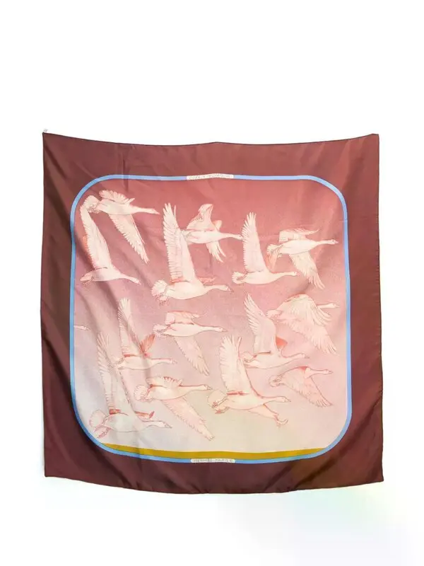 Hermès 1970s Oiseaux Migrateurs Silk Scarf - Pink