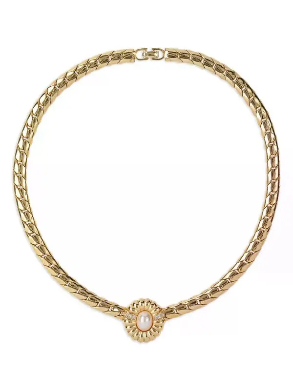 Dior 1980s Faux-pearl Chain Necklace - Gold