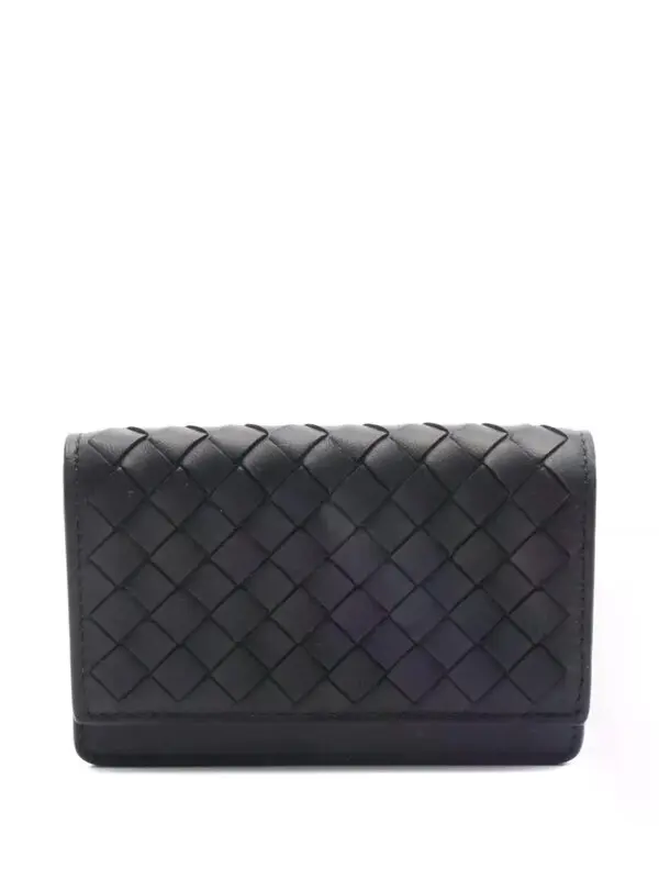 Bottega Veneta 2020s Intrecciato Leather Card Holder - Black