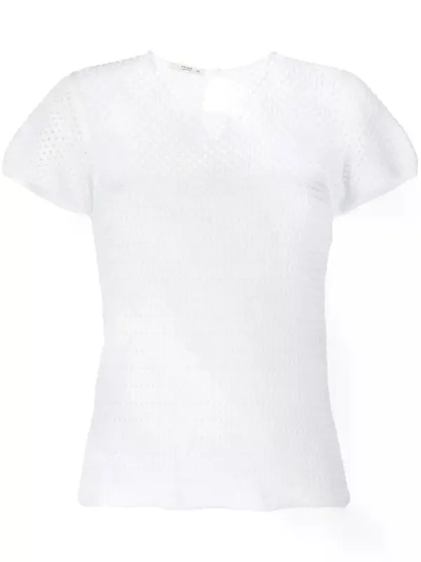 Prada Crochet Short-sleeve Top - White