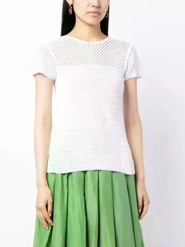 Prada Crochet Short-sleeve Top