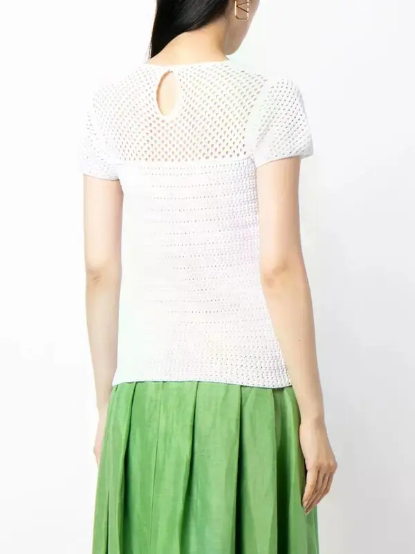 Prada Crochet Short-sleeve Top