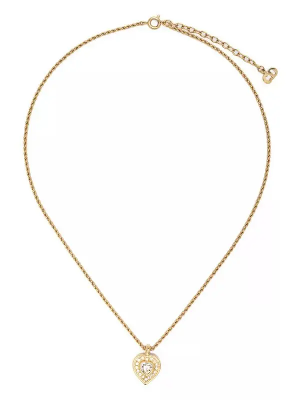 Dior 2000s Heart Pendant Chain Necklace