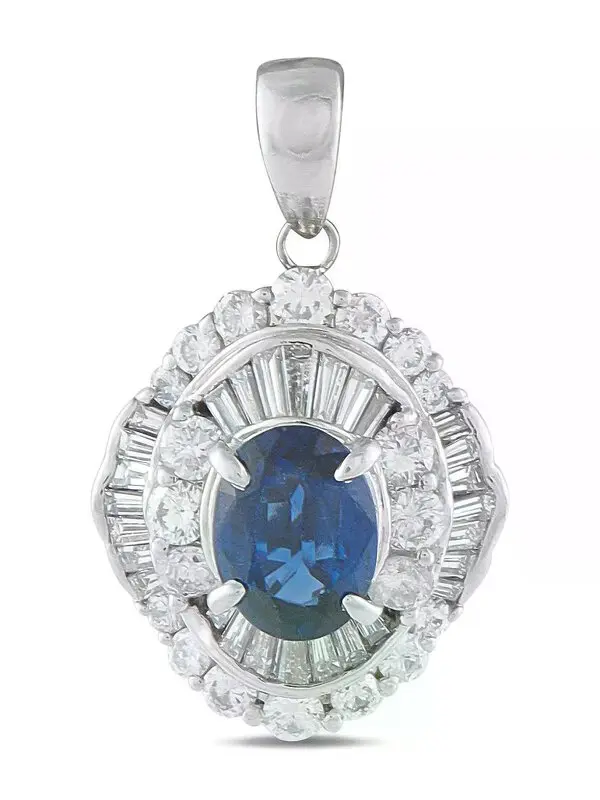 LB EXCLUSIVE Platinum, Diamond, And Sapphire Ballerina Pendant - Silver