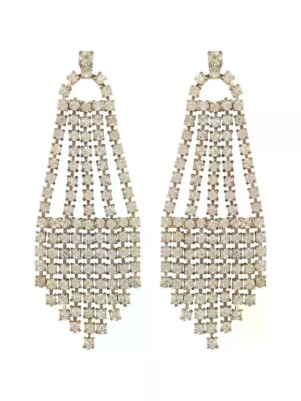 SUSAN CAPLAN 1980s Chandelier Crystal-embellished Dangle Earrings - Silver