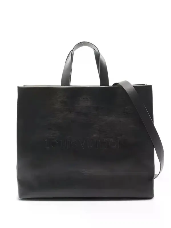 LOUIS VUITTON 2010's Embossed Shopper Tote - Black