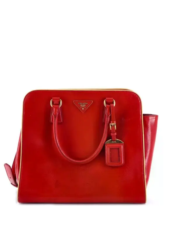 Prada Promenade Vernice Saffiano Leather Satchel - Red