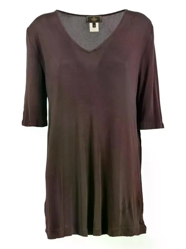 Fendi V-neck Three-quarter Sleeve Top